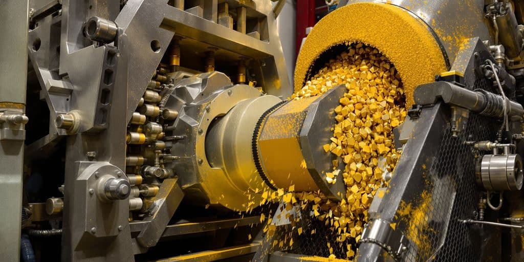 Gold ore processing: crushing and grinding